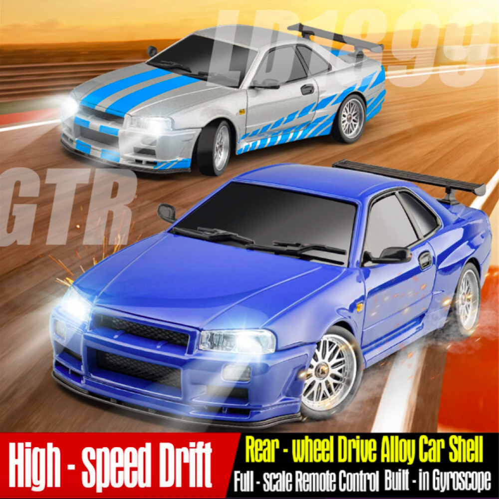 LDRC 1899/A99 RTR 1/18 2.4G RWD RC Car Drift GTR R34 Optional Gyro LED Light On-Road Full ...